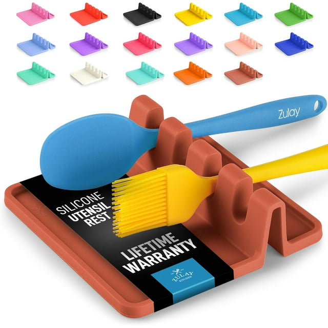 Zulay Silicone Utensil Rest with Drip Pad for Multiple Utensils BPA ...