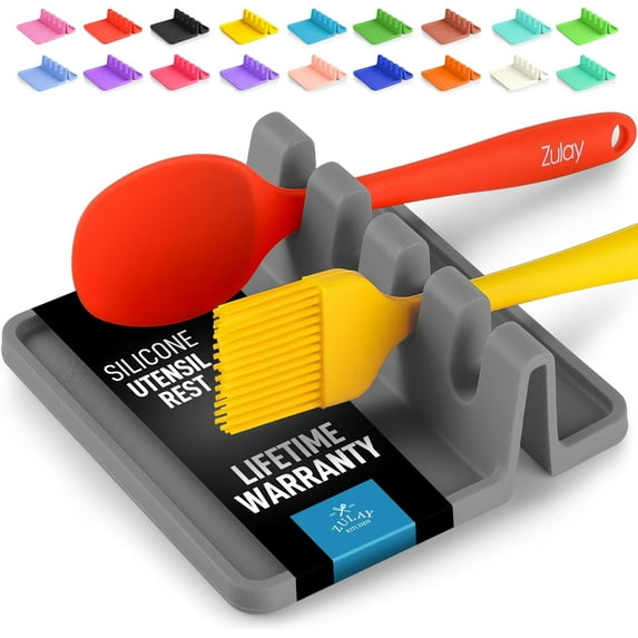 Zulay Holder Cooking Utensil Rest with Drip Pad, Multiple Utensils BPA ...
