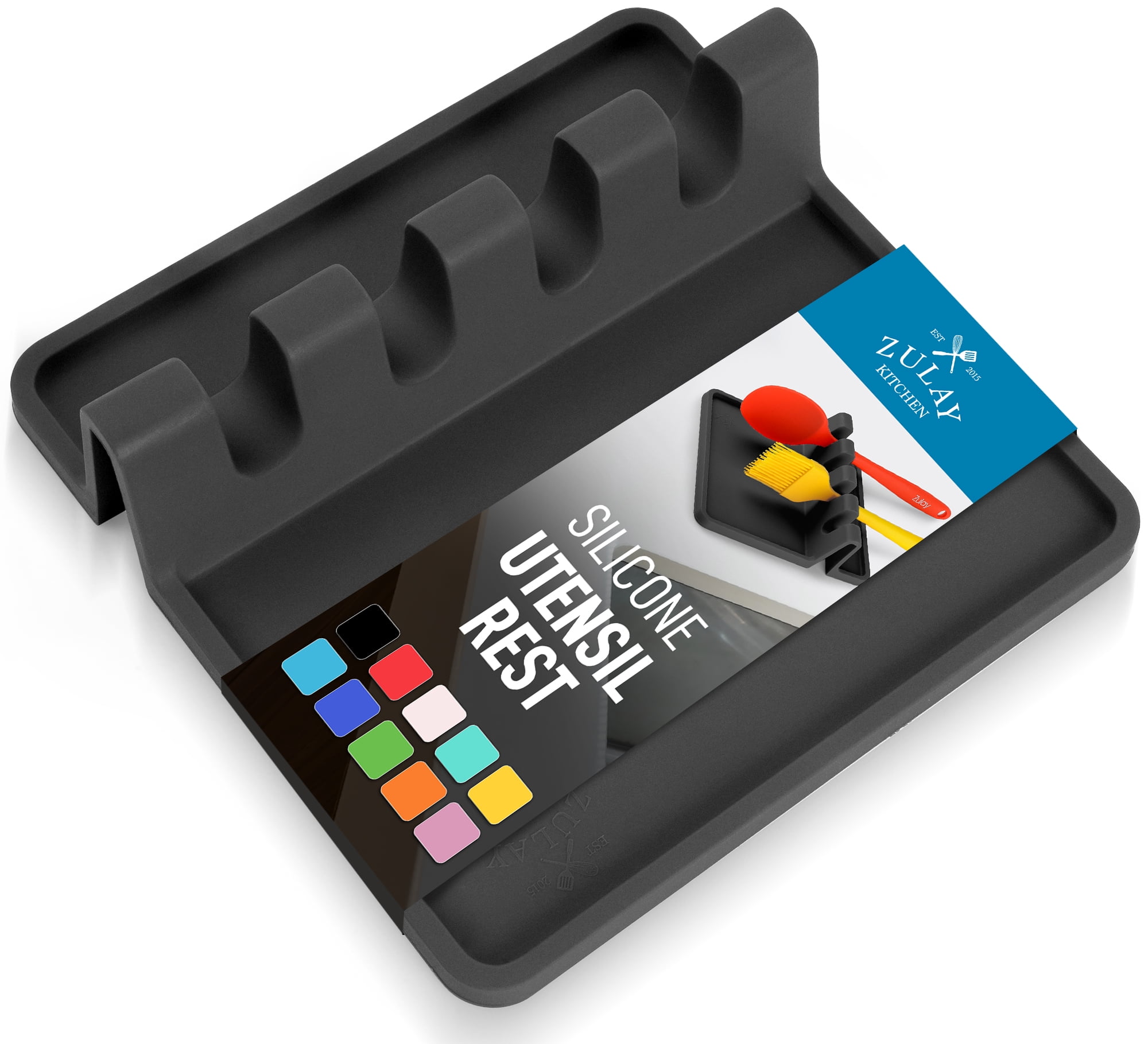 Zulay Silicone Utensil Rest with Drip Pad for Multiple Utensils BPA ...