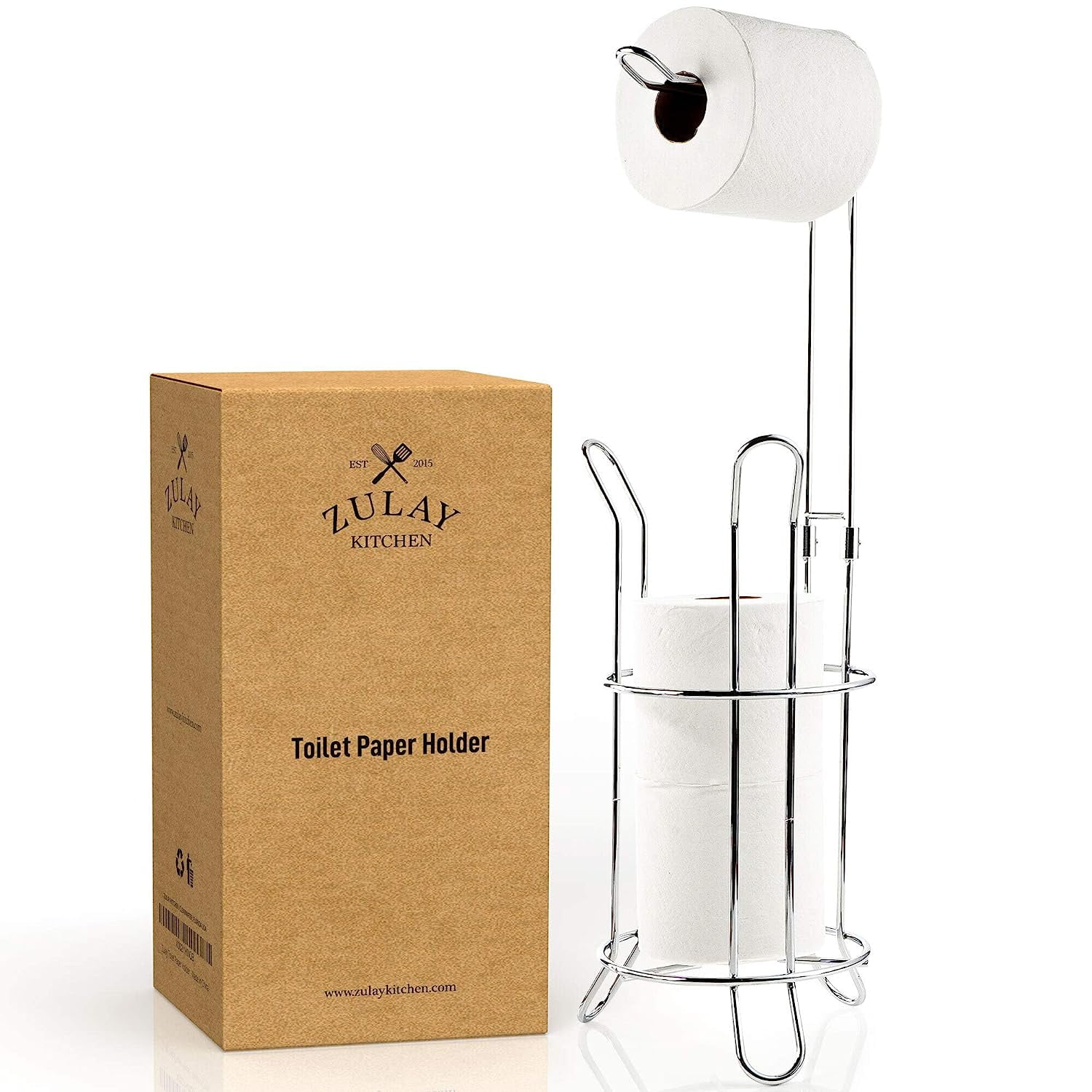 Zulay Toilet Paper Holder Stand Stainless Steel Freestanding Toilet zulay-toilet-paper-holder-stand-stainless-steel-freestanding-toilet