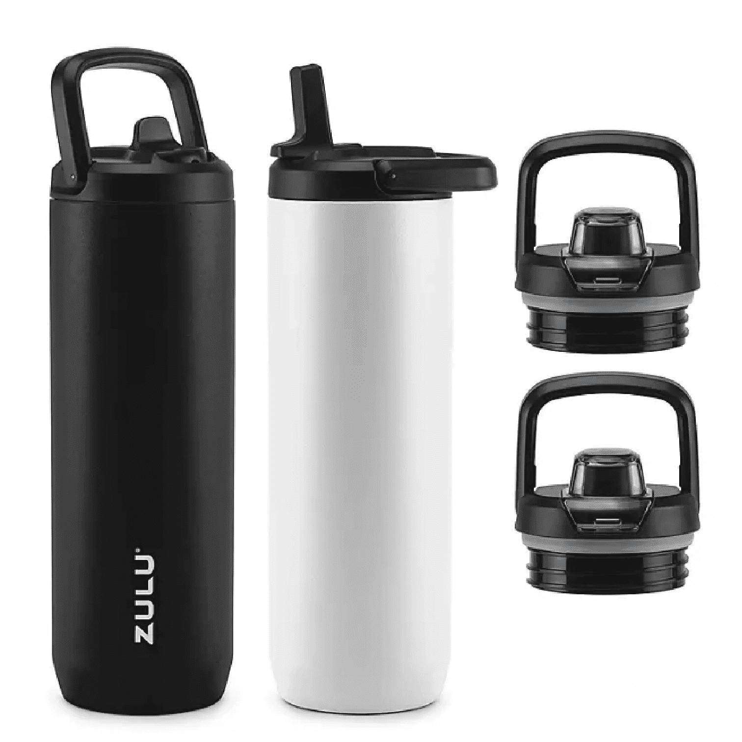 ZULU 411-2401-900 Stainless Steel Water Bottle with Lids 24oz 2pk ...