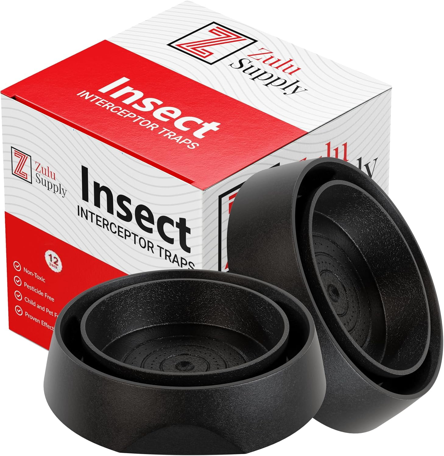 Zulu Supply Bed Bug Interceptors, Traps, 12 Pack, Black, Bedbug Monitor ...