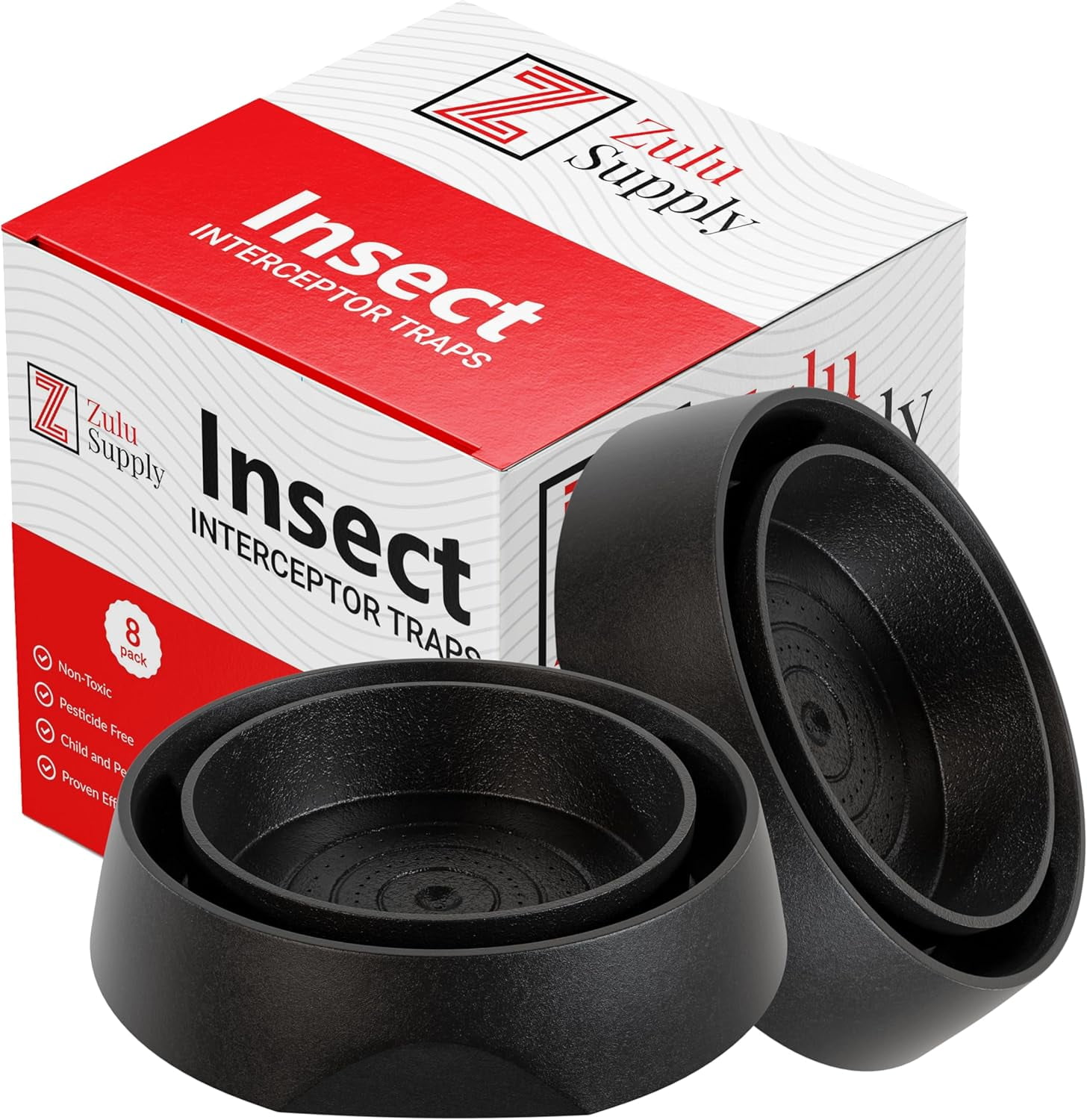 Zulu Supply Bed Bug Interceptors, Traps, 8 Pack, Black, Bedbug Monitor ...