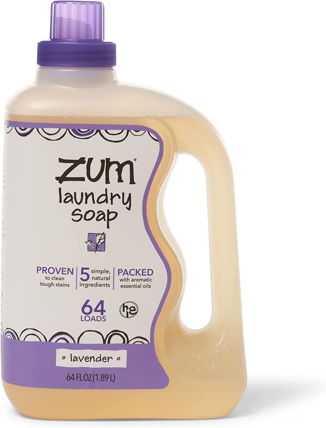 Zum Clean Lavender Aromatherapy Laundry Soap Detergent - 64 fl oz Wash ...