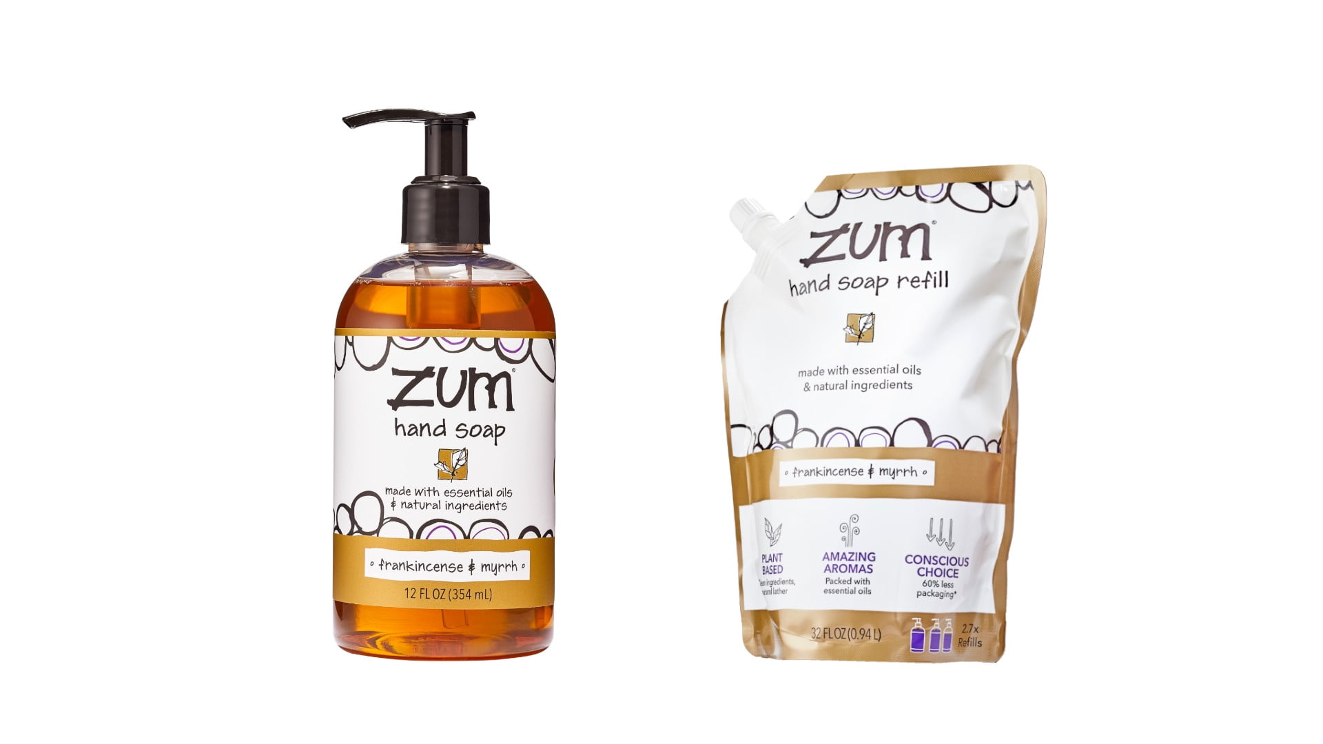 Zum - Hand Soap and Refill - Single Bundle - Frankincense & Myrrh ...