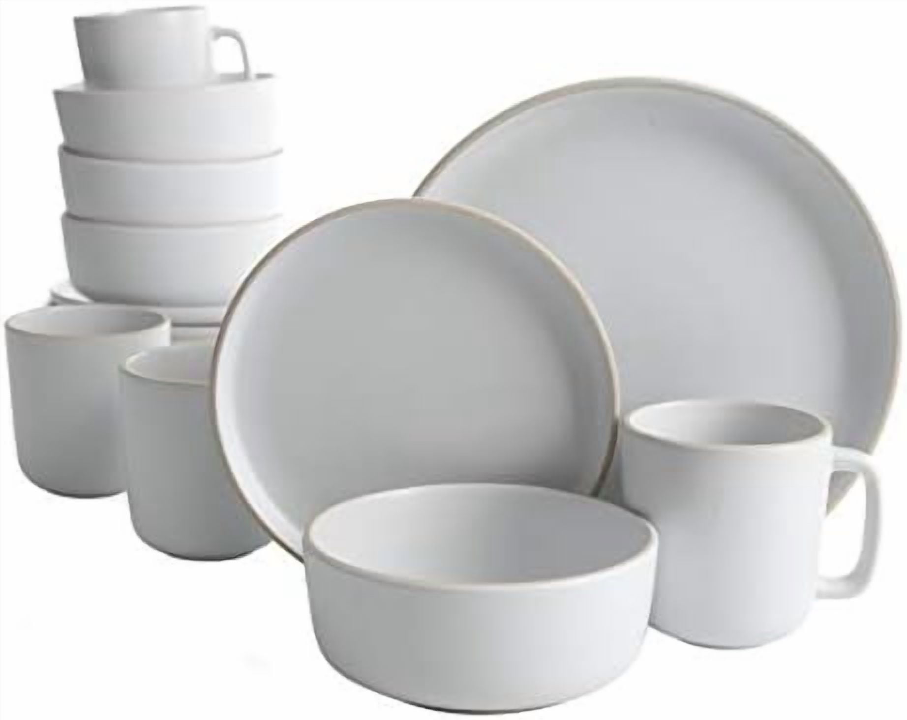Zuma Stoneware Plates, Bowls, & Mugs Dinnerware Set - Matte Black ...
