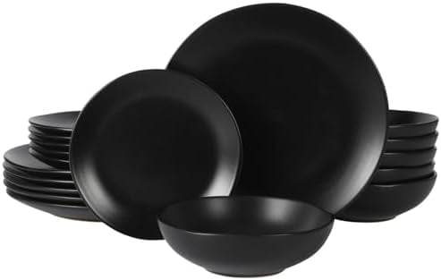 Zuma Stoneware Plates, Bowls, & Mugs Dinnerware Set - Matte Black ...