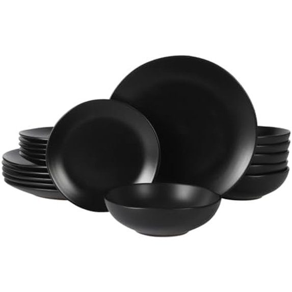 Zuma Stoneware Plates, Bowls, & Mugs Dinnerware Set - Matte Black ...
