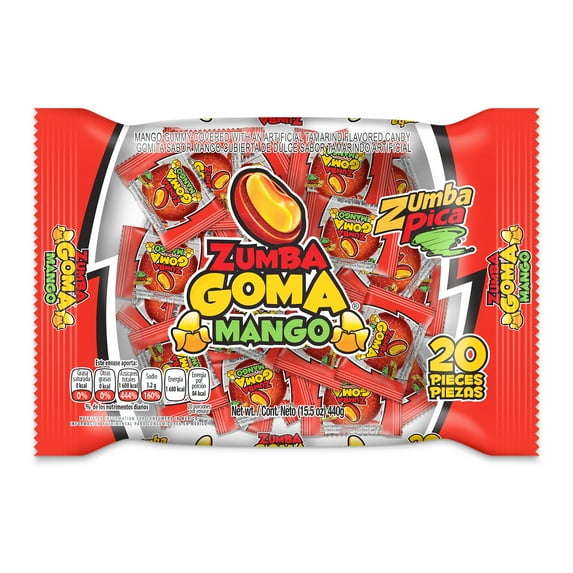 Zumba Pica Goma Mix Gummy Candy, Mexican Tamarind and Mango Candy, 20 ...