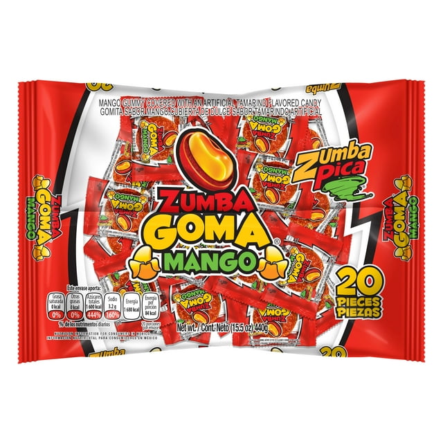 Zumba Pica Goma Mix Gummy Candy, Mexican Tamarind and Mango Candy, 20 ...