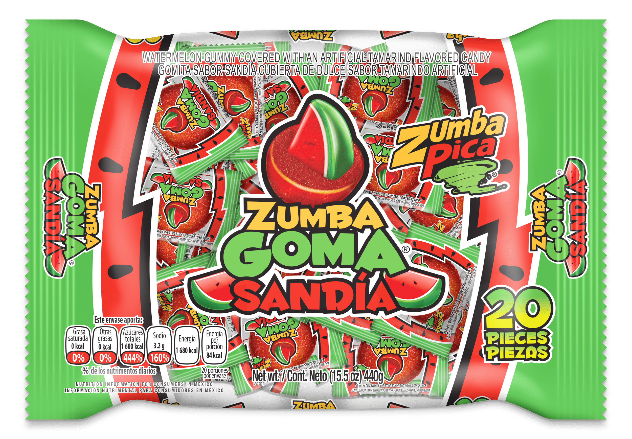 Zumba Pica Goma Sandia Gummy Candy, Mexican Tamarind and Watermelon ...