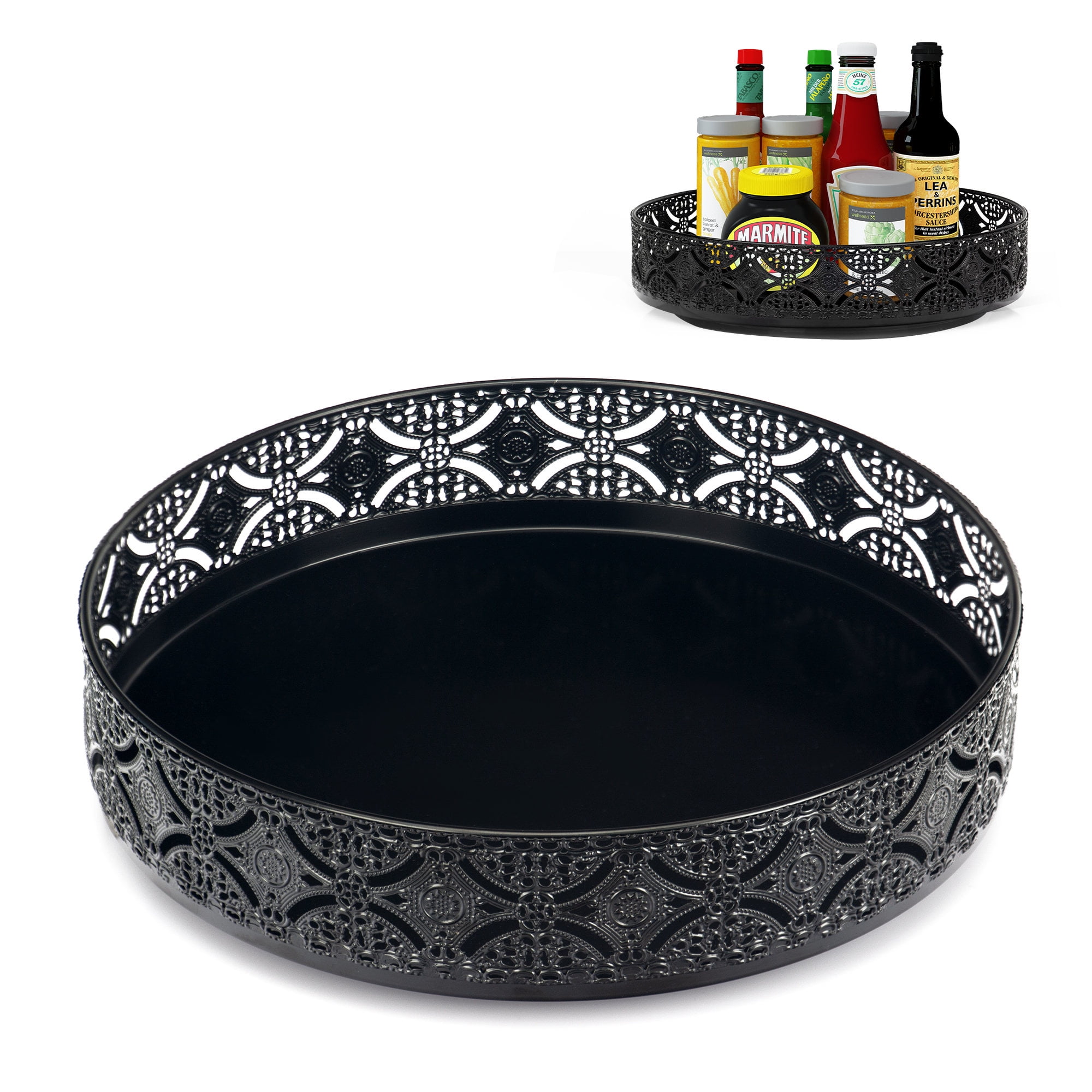 Zumeler Metal Non-Slip 10+12 Inch 2-Tier Turntable Rack for Cabinet ...