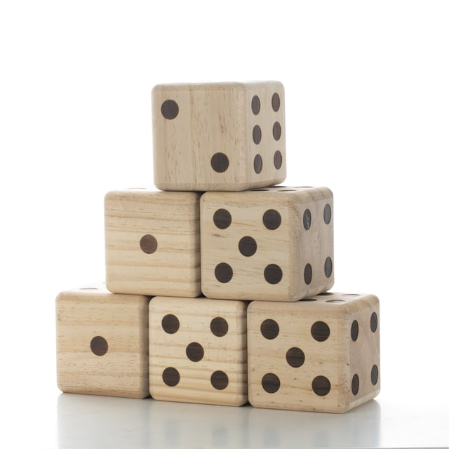 Zummy Giant Wooden Yard Dice - 6 Outdoor Dice with Carrying Case ...