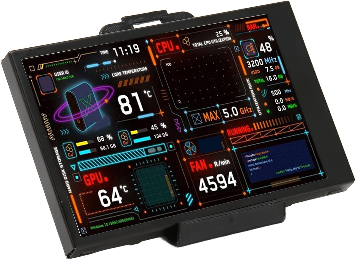 Zunate 3.5In Ips Usb C Mini Screen, Pc Sensor Panel Display, Aida64 Pc ...