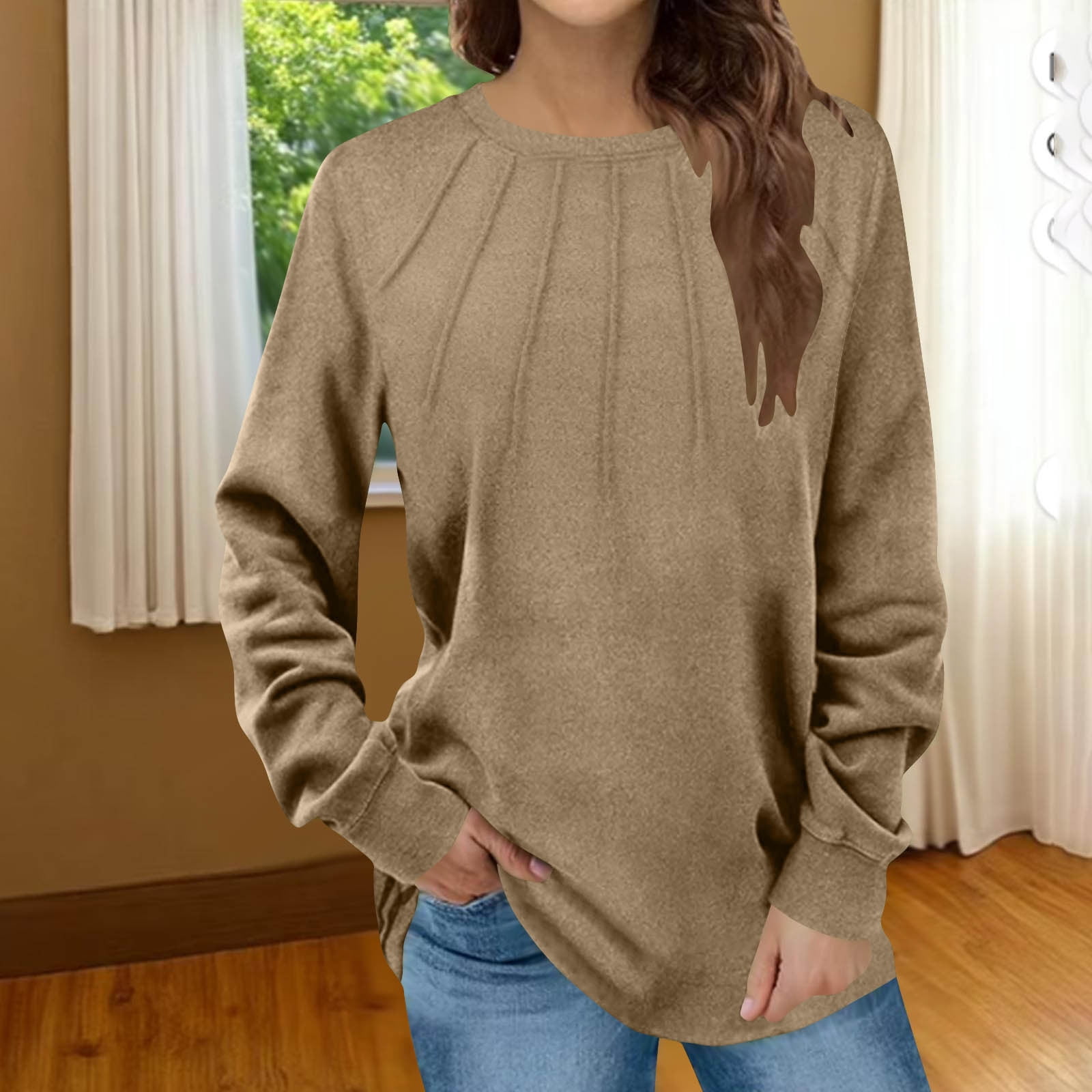 Zunfeo Lightweight Sweatshisrt for Women Long Sleeve Fall Tops Casual ...