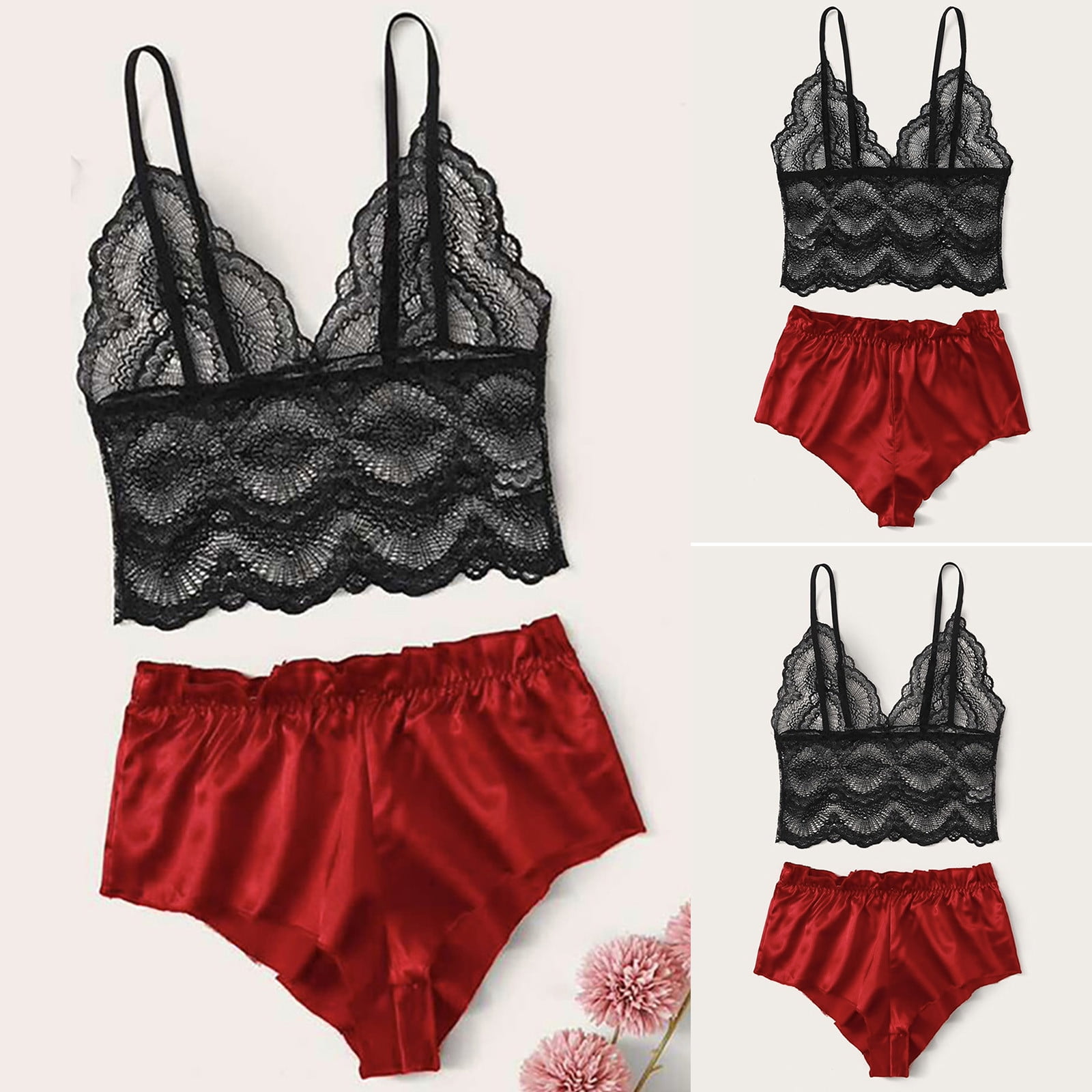 Zunfeo Lingerie Sets for Women Classy Sexy Lace Pajama 2 Piece Bras and ...
