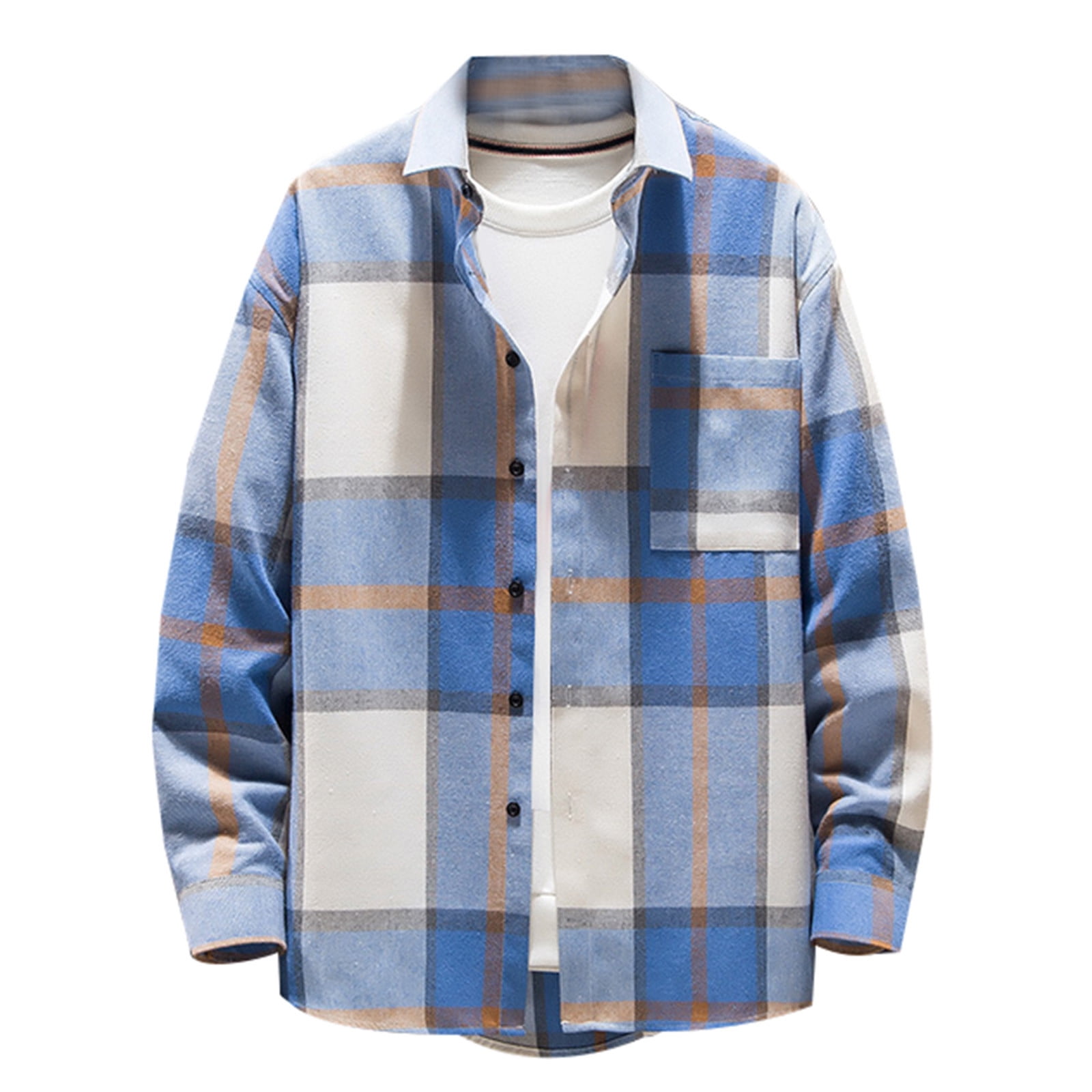 Zunfeo Men's Winter Coats- Plaid Lightweight Button-Down Flush Warm ...