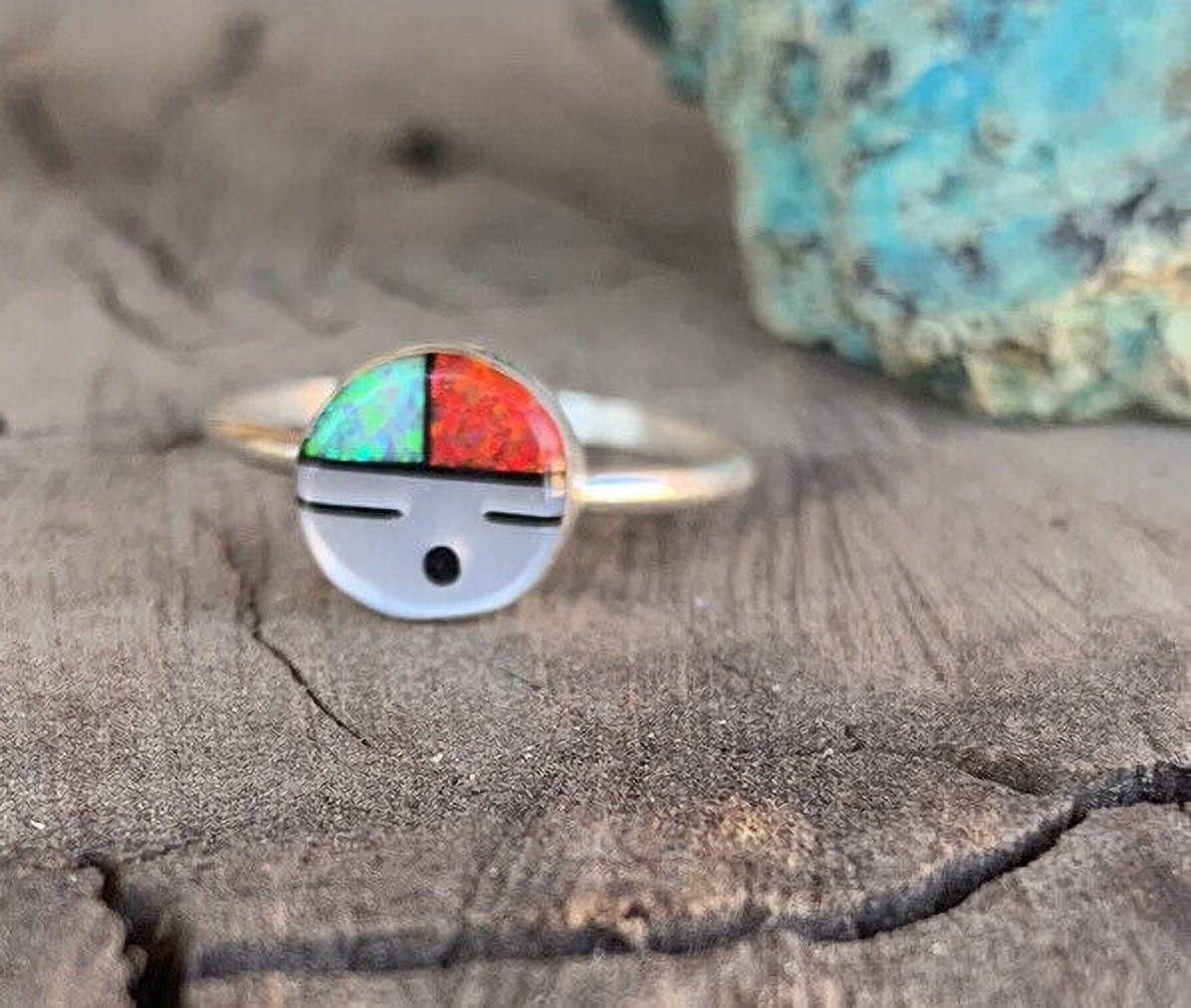 Zuni Sun face Multi Stone Inlay Opal Ring - Walmart.com