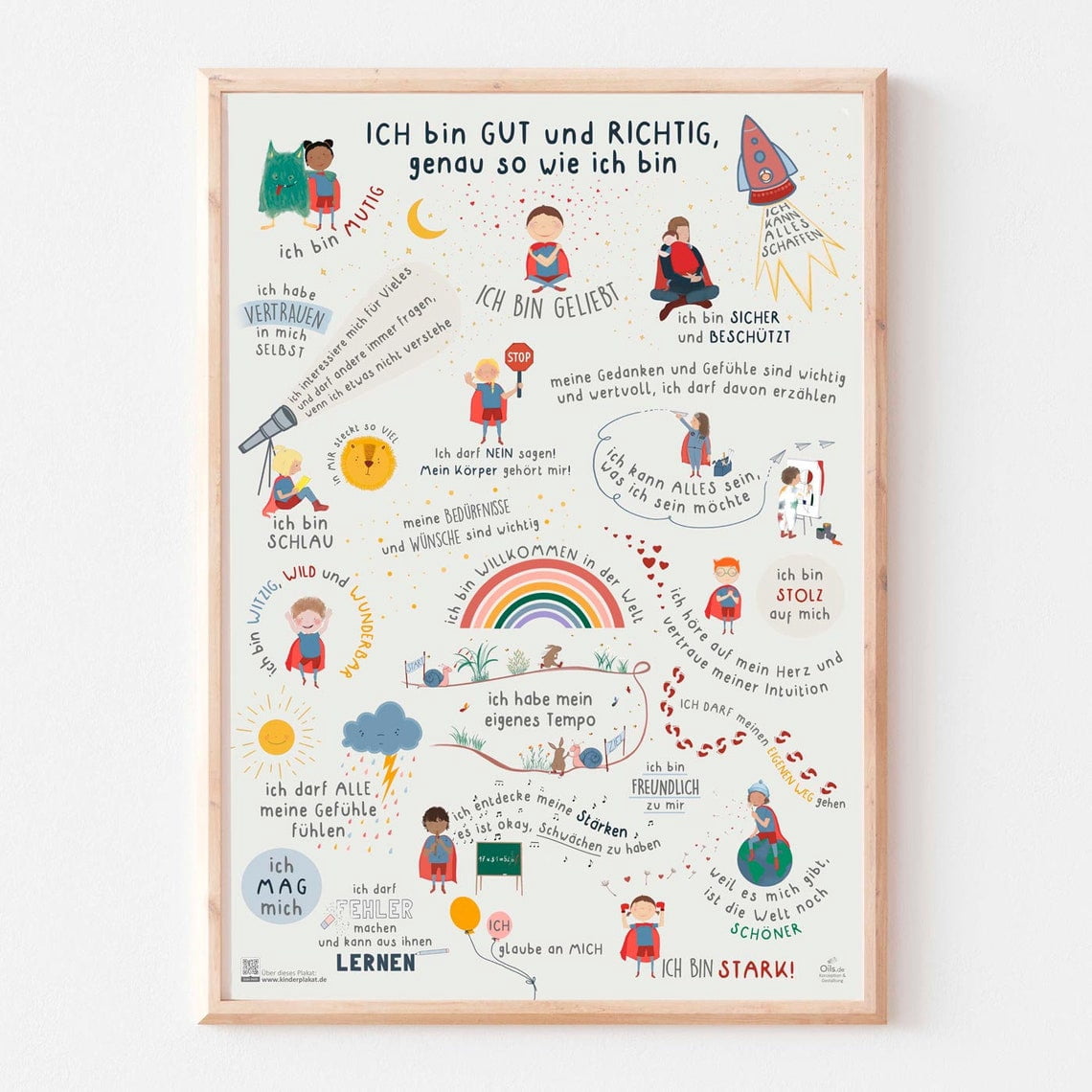 Zuno Affrmatons for chldren DN A1 poster Self-love poster postve belefs ...