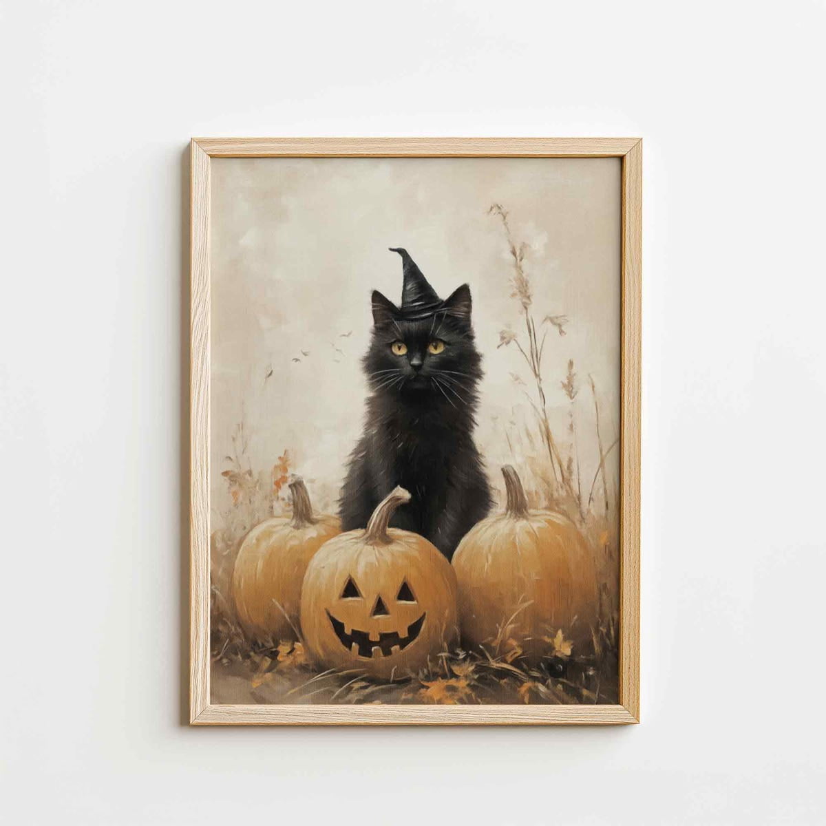 Zuno Black Cat In Pumpkins Halloween Wall Art, Halloween Fall Pumpkins ...