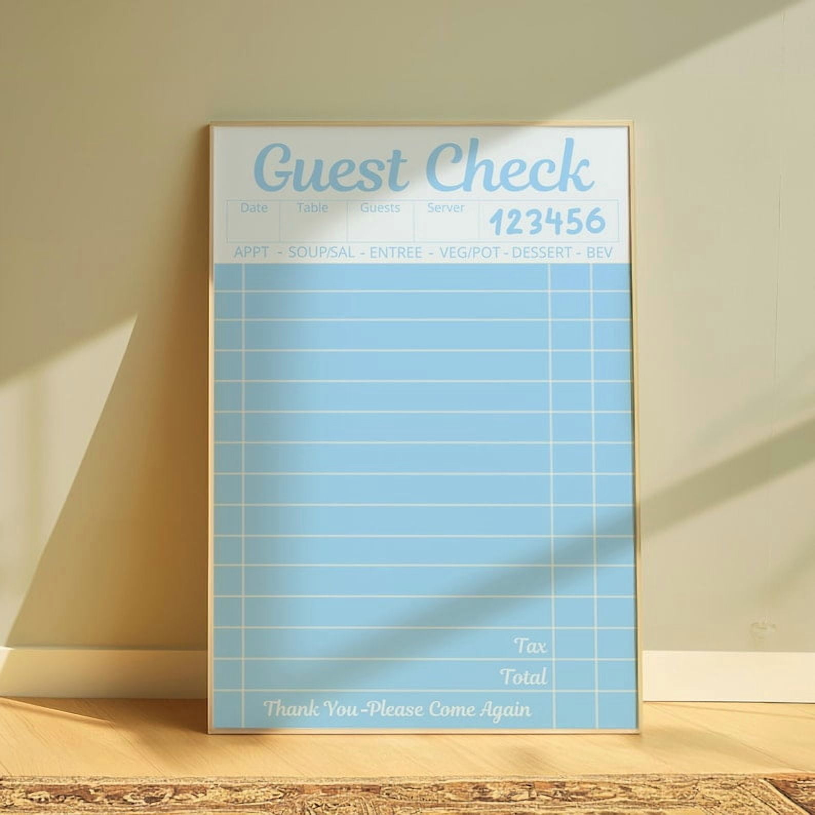 Zuno Blank Guest Check Poster, Trendy Wall Art, Aesthetic Preppy Prints ...