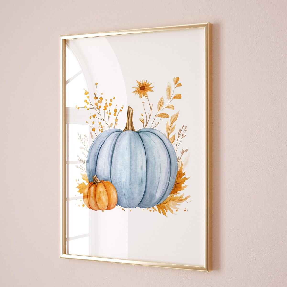 Zuno Blue Fall Decor, Blue Pumpkins Halloween Poster Printable Wall Art ...