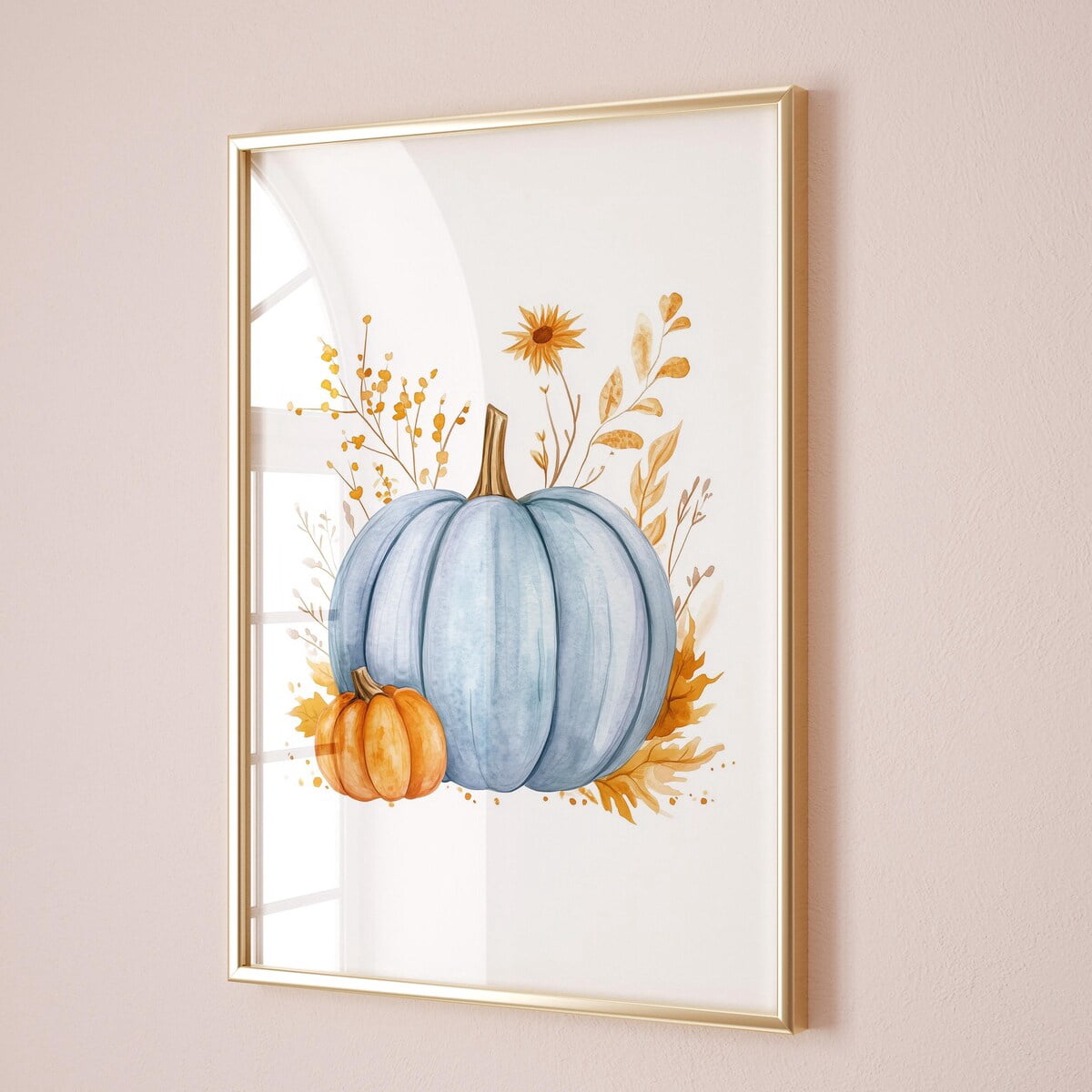 Zuno Blue Fall Decor, Blue Pumpkins Halloween Poster Printable Wall Art ...
