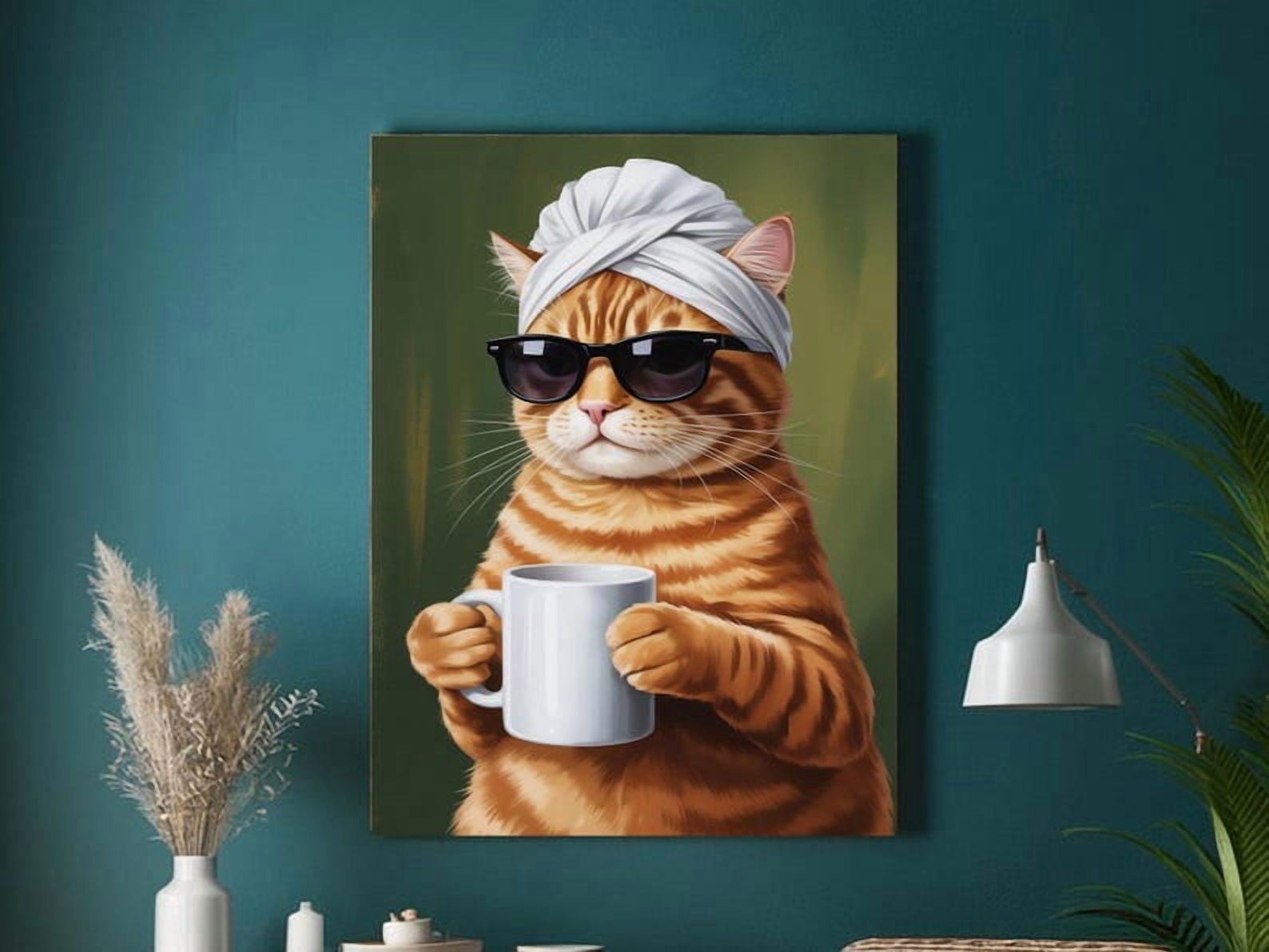 Zuno Cat and Coffee Poster, Coffee lover, Cat Poster,Maximalist Wall ...
