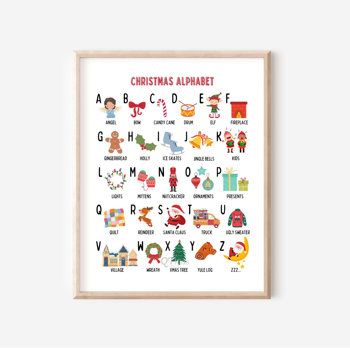 Zuno Christmas Alphabet Abc Print, Kids Room Xmas Decor, Christmas ...