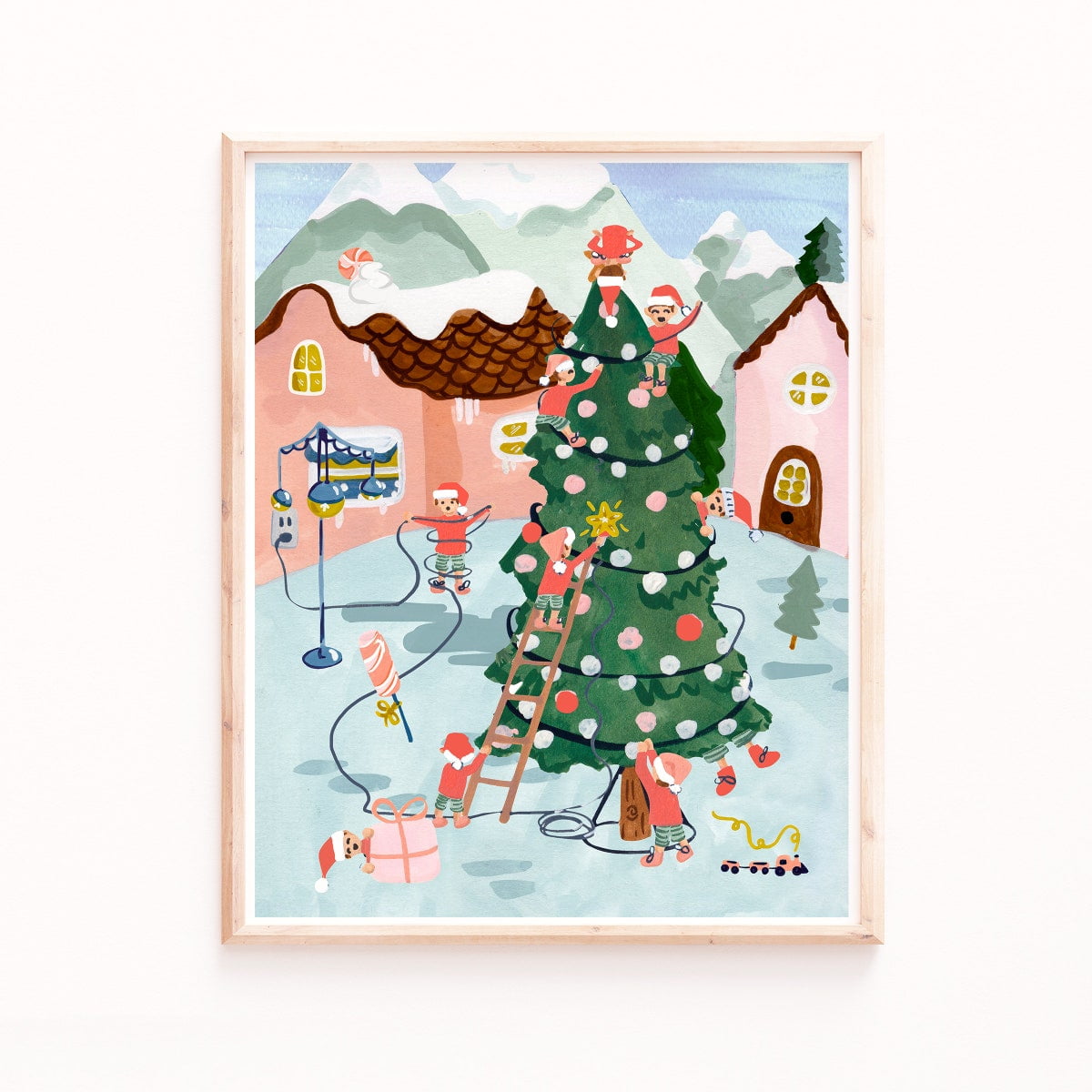 Zuno Christmas Elves Print, Seasonal Decor, Holiday Mantle Prints ...
