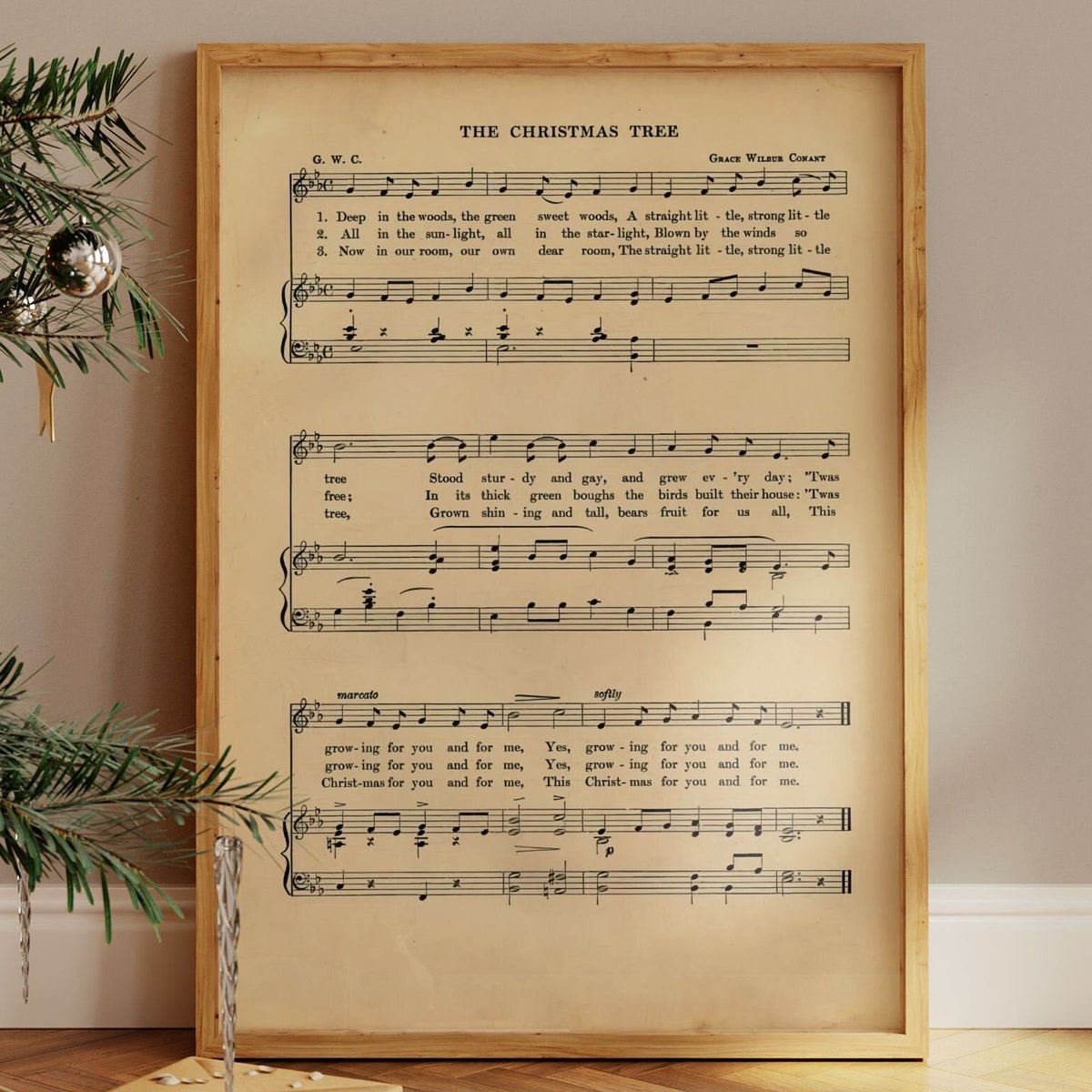 Zuno The Christmas Tree Song Music Sheet, Christmas Song Poster ...