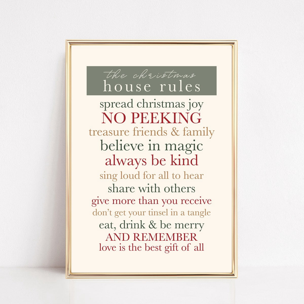 Zuno Christmas Wall Art Christmas House Rules Print Christmas Decor ...