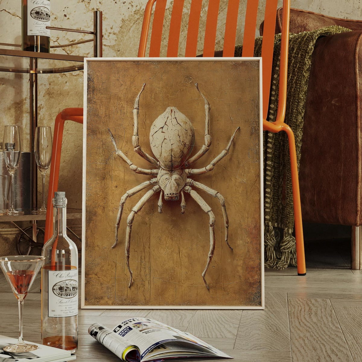Zuno Creepy Skull Spider Art Print Gothic Halloween Wall Decor, Horror ...