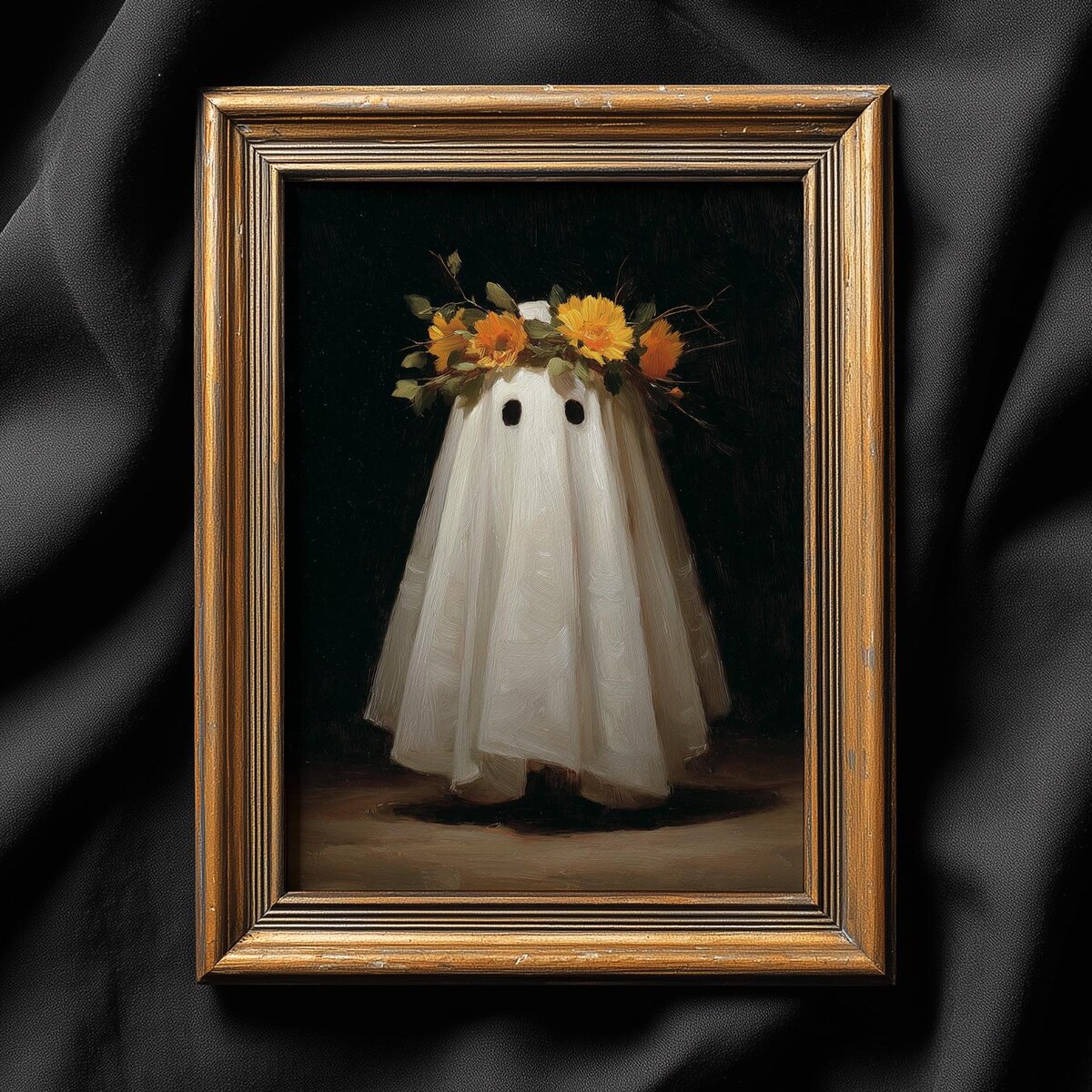 Zuno Cute Floral Crown Ghost Wall Art, Printable Whimsical Halloween ...