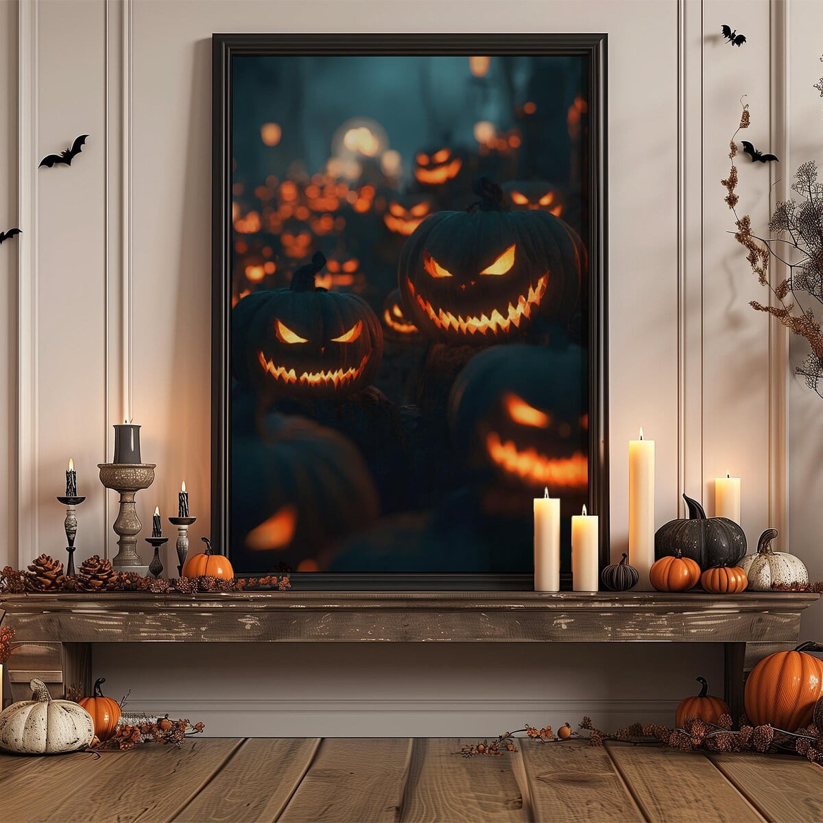 Zuno Dark Halloween Pumpkin Wall Art, Spooky Evil Jack-O -Lantern ...