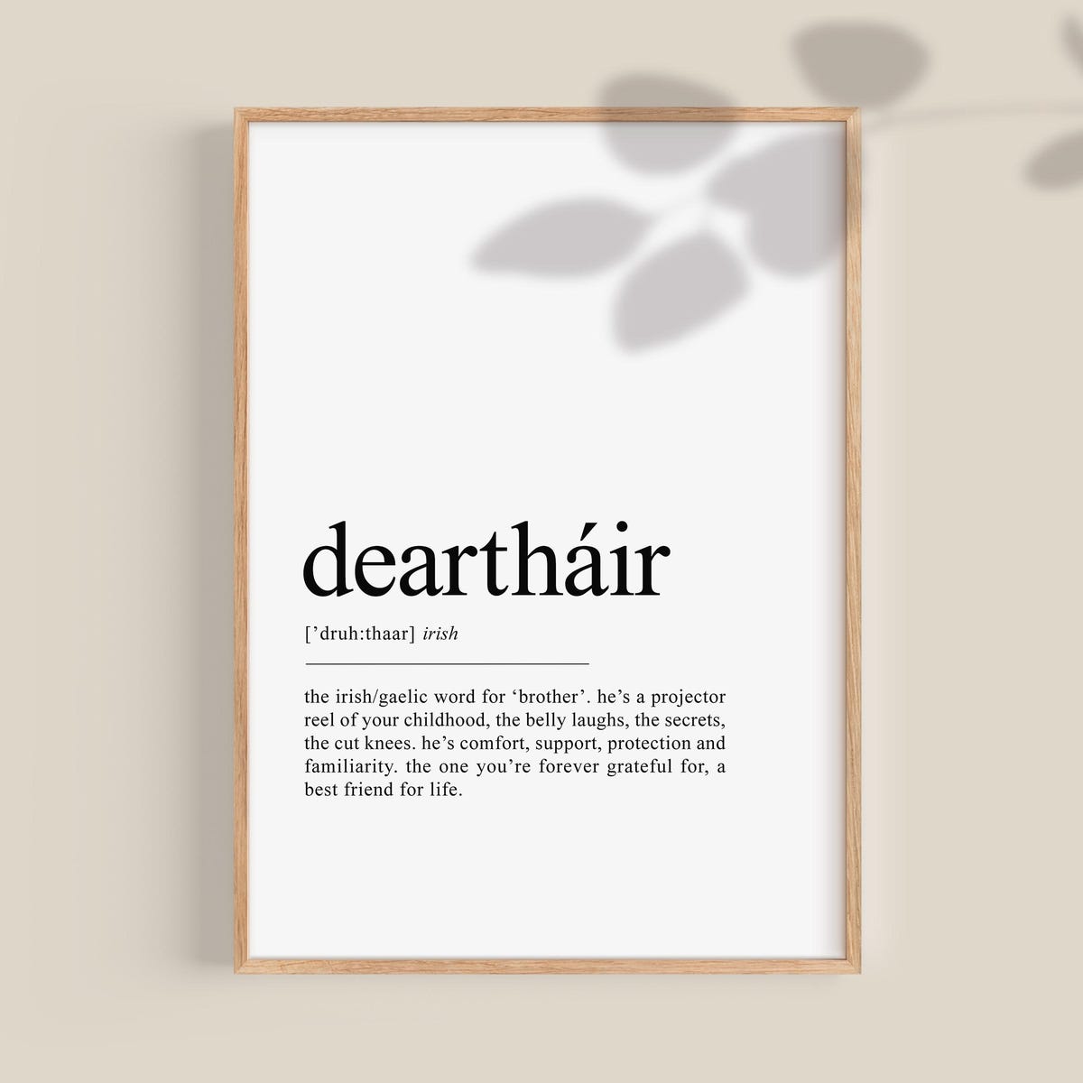 Zuno Dearthã¡Ir, Irish Brother Definition Print, Gaeilge Poster Gaelic ...