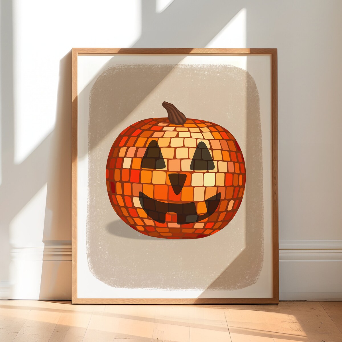 Zuno Disco Ball Pumpkin Art Print, Halloween Wall Art, Disco Ball Decor ...