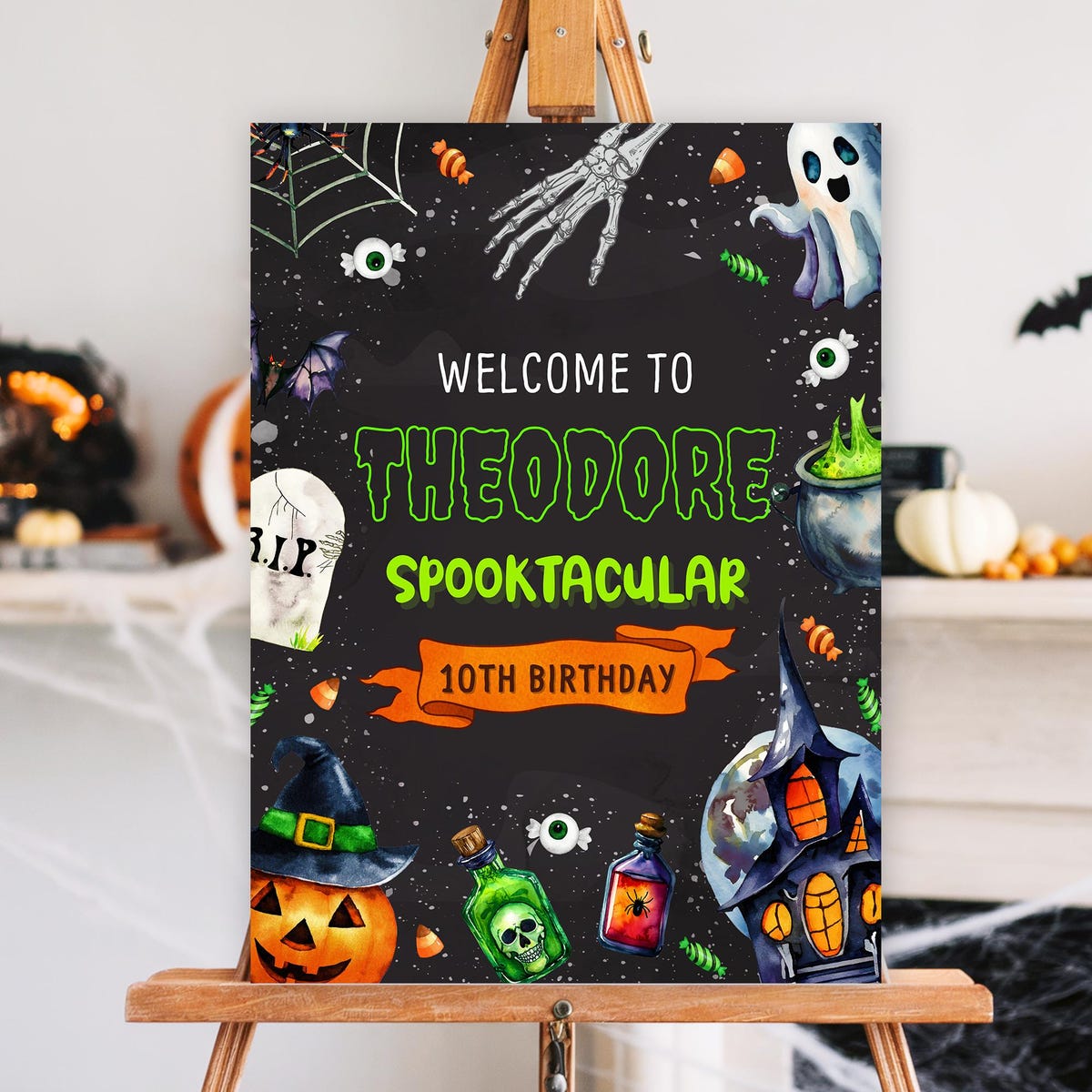 Zuno Editable Halloween Welcome Sign, Halloween Party Sign, Halloween ...