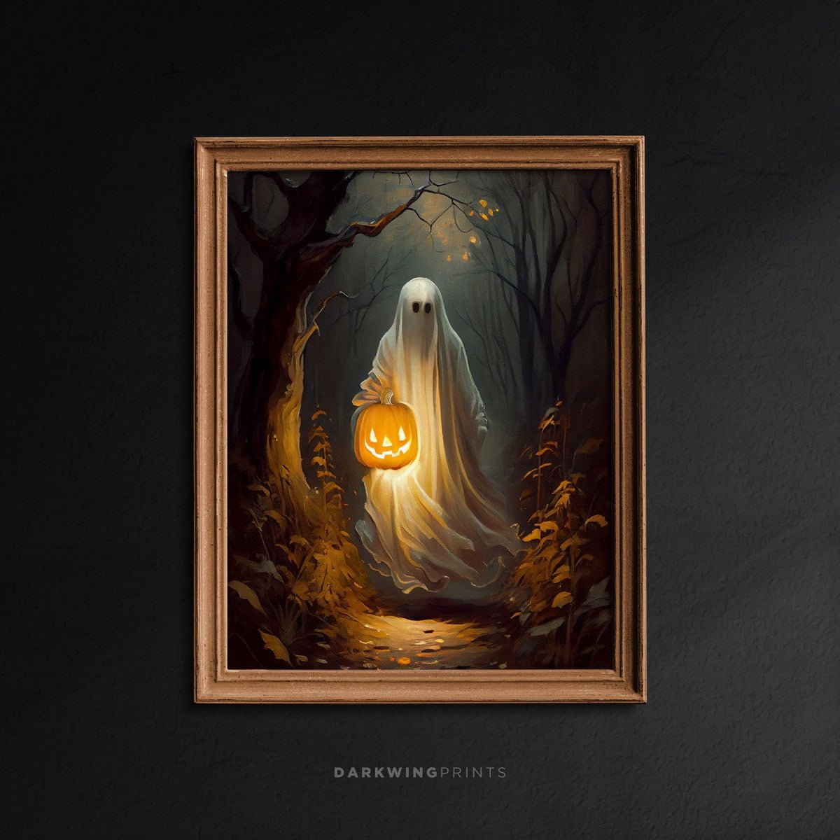 Zuno Ghost In The Forest With Pumpkin, Ghost , Dark Academia, Cottage Core Spooky Decor ...