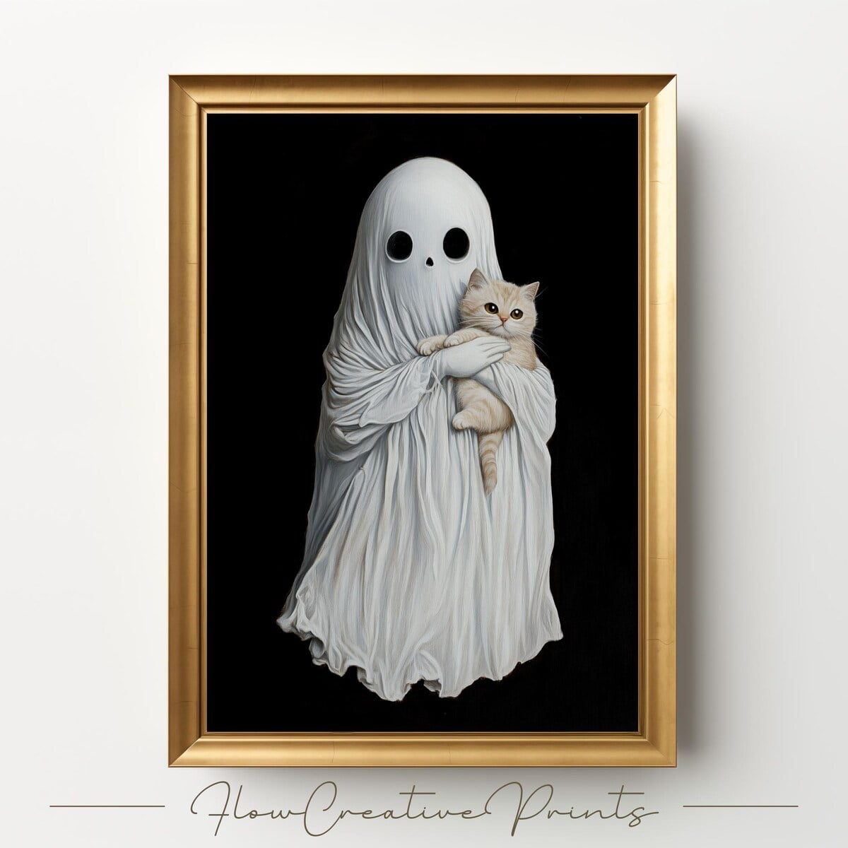 Zuno Ghost Holding White Cat - Quirky And Moody Romantic Halloween ...