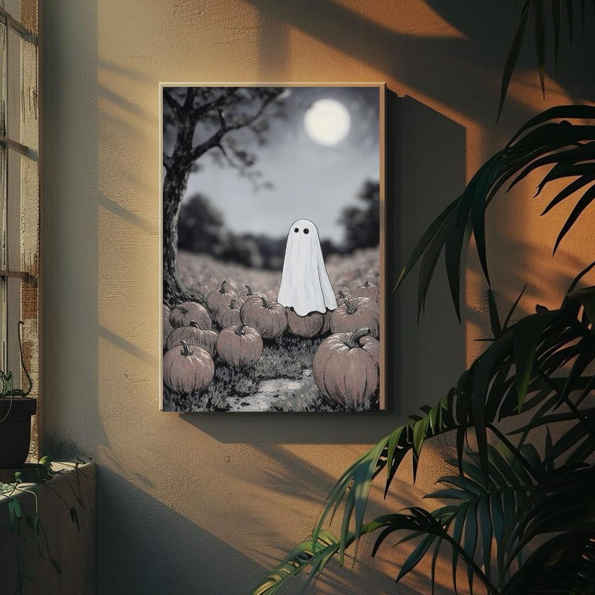 Zuno Ghost & Pumpkin Field Wall Art Cozy Fall Halloween Printable ...