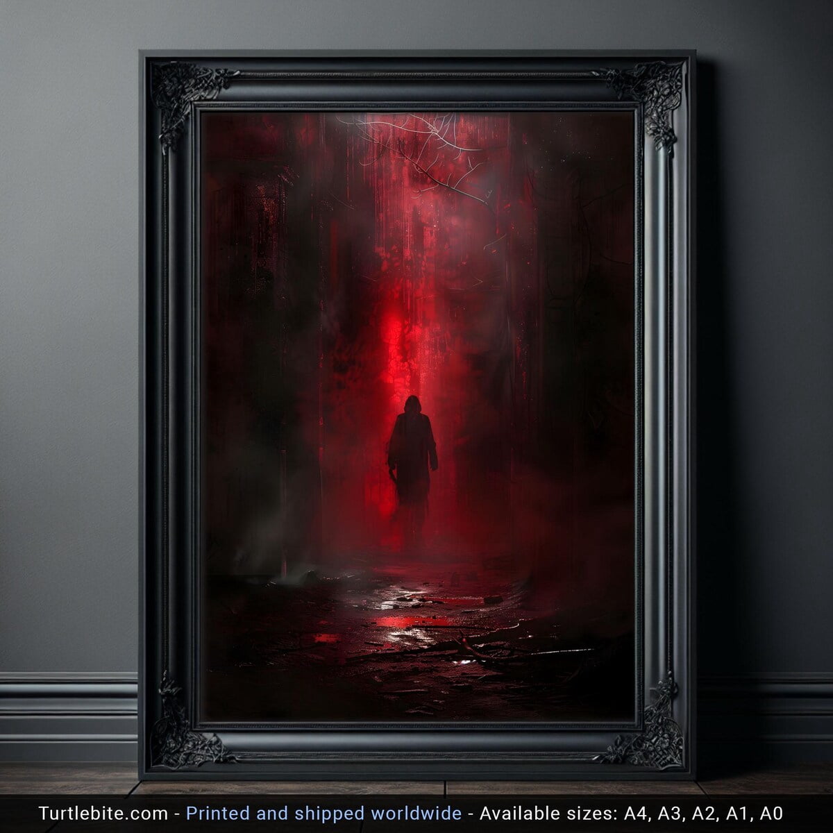 Zuno Gothic Epic Poster, Mystical Creepy Wall Art, Dark Red Hue ...