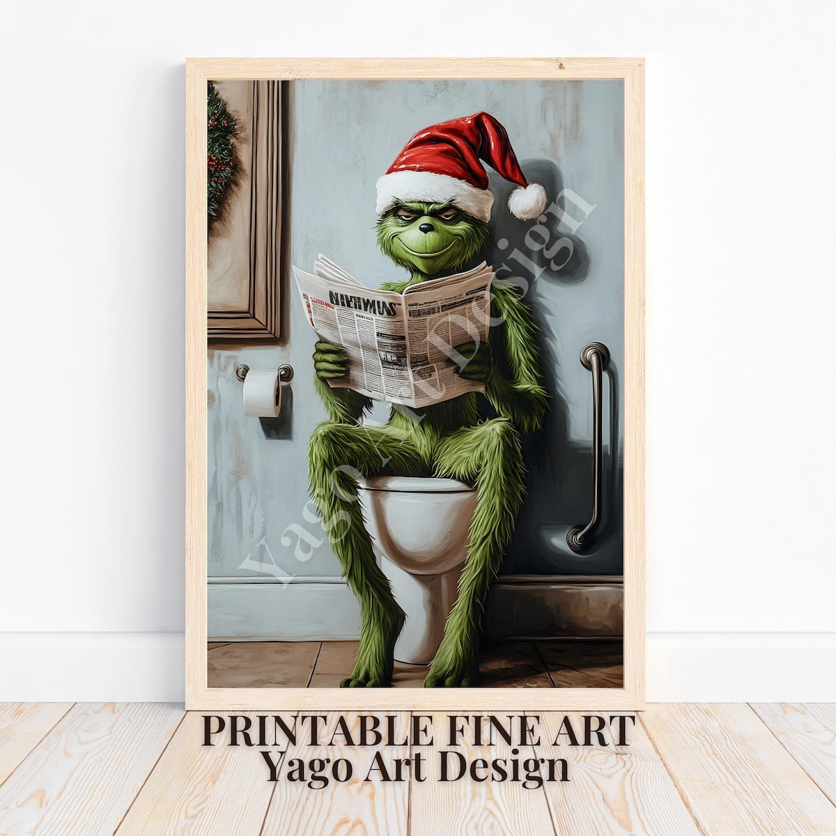 Zuno Grinch Toilet Art Print: Christmas Bathroom Decor- Wall Art Print ...