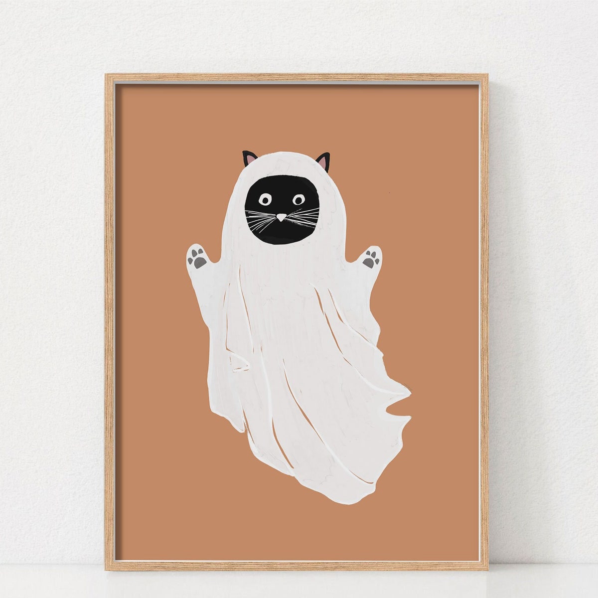 Zuno Halloween Art Print, Halloween Cat Print, Peekaboo Cat Wall Art ...