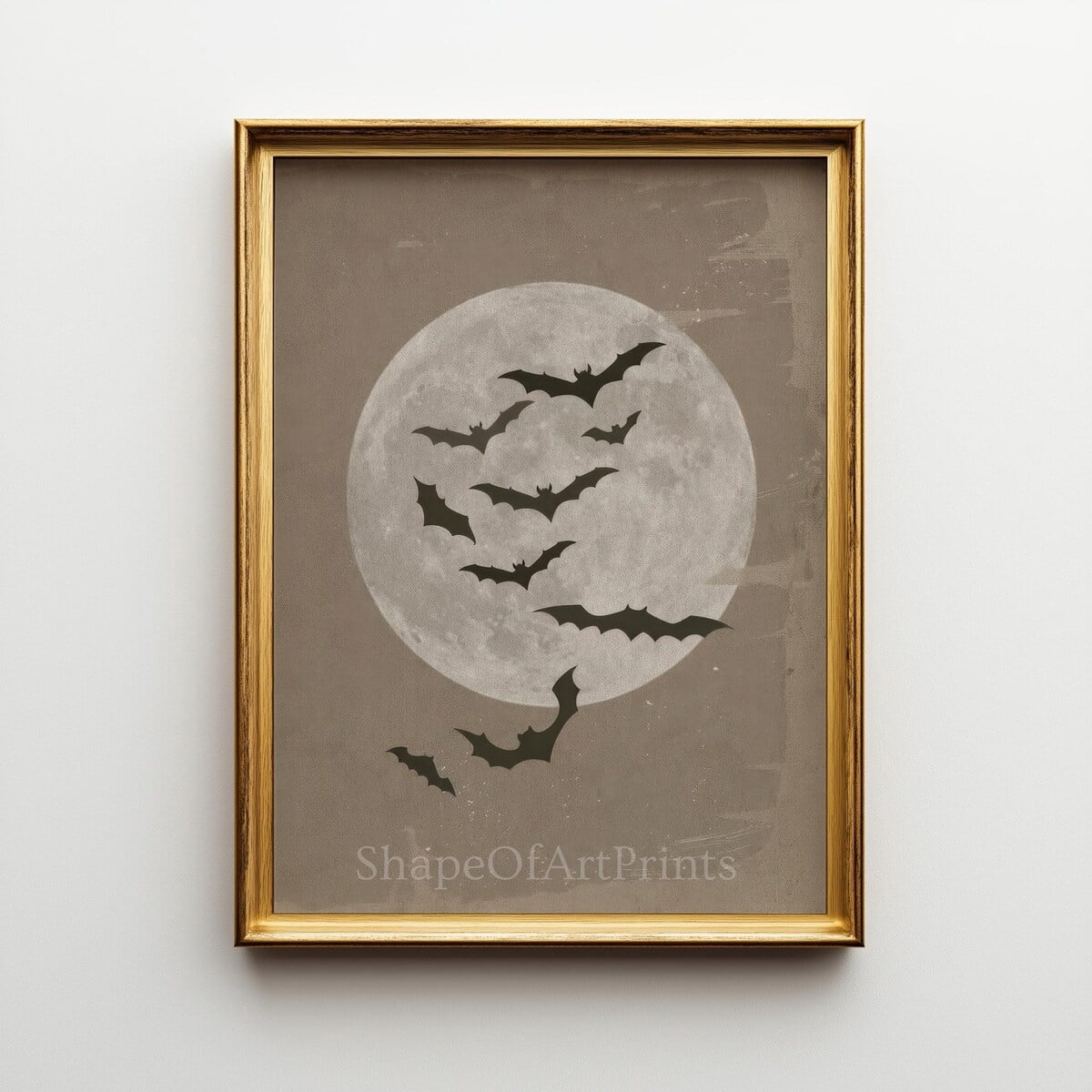 Zuno Halloween Bats Full Moon Printable Art, Spooky Wall Decor, Fall ...