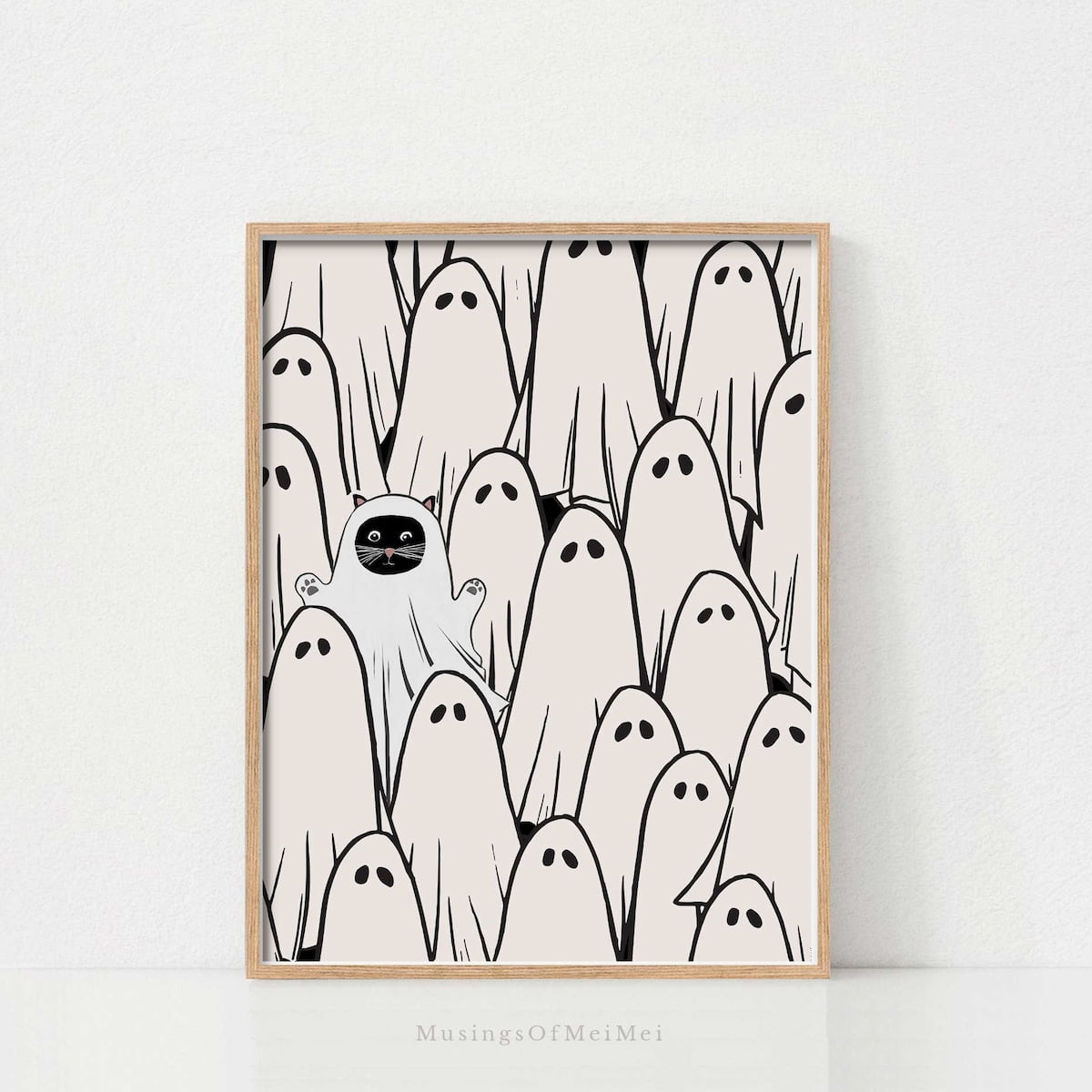 Zuno Halloween Cat Art, Peekaboo Cat Ghost, Halloween Ghostie ...