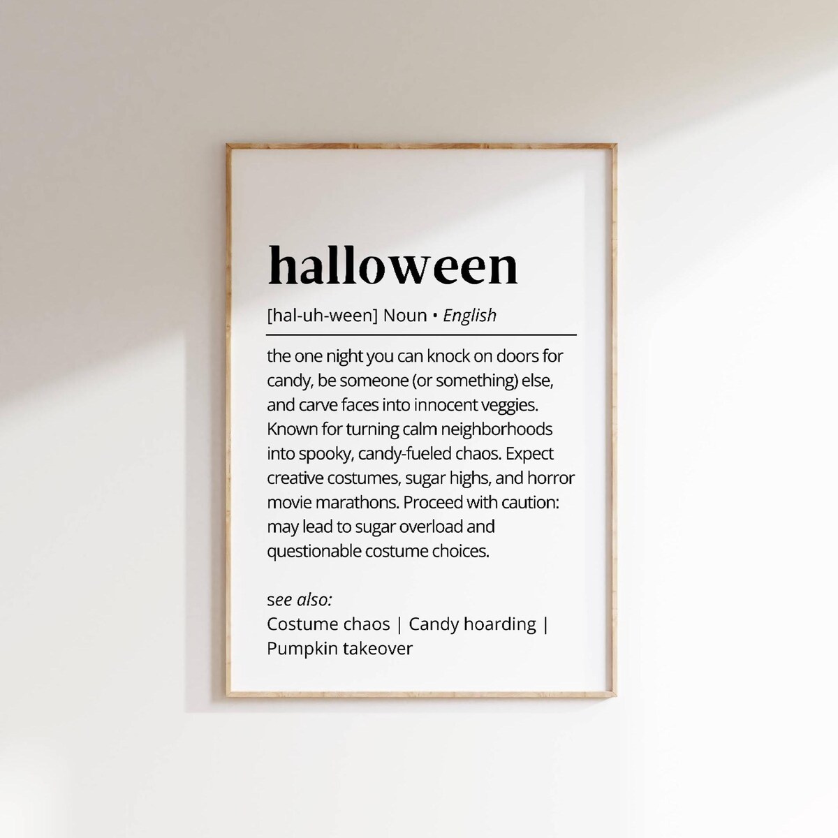 Zuno Halloween Definition Printable Wall Art Halloween Decor Spooky ...