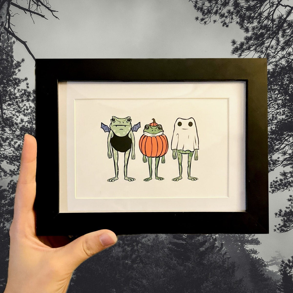 Zuno Halloween Frogs D Print - Spooky Cute Toad And Frog In Pumpkin ...