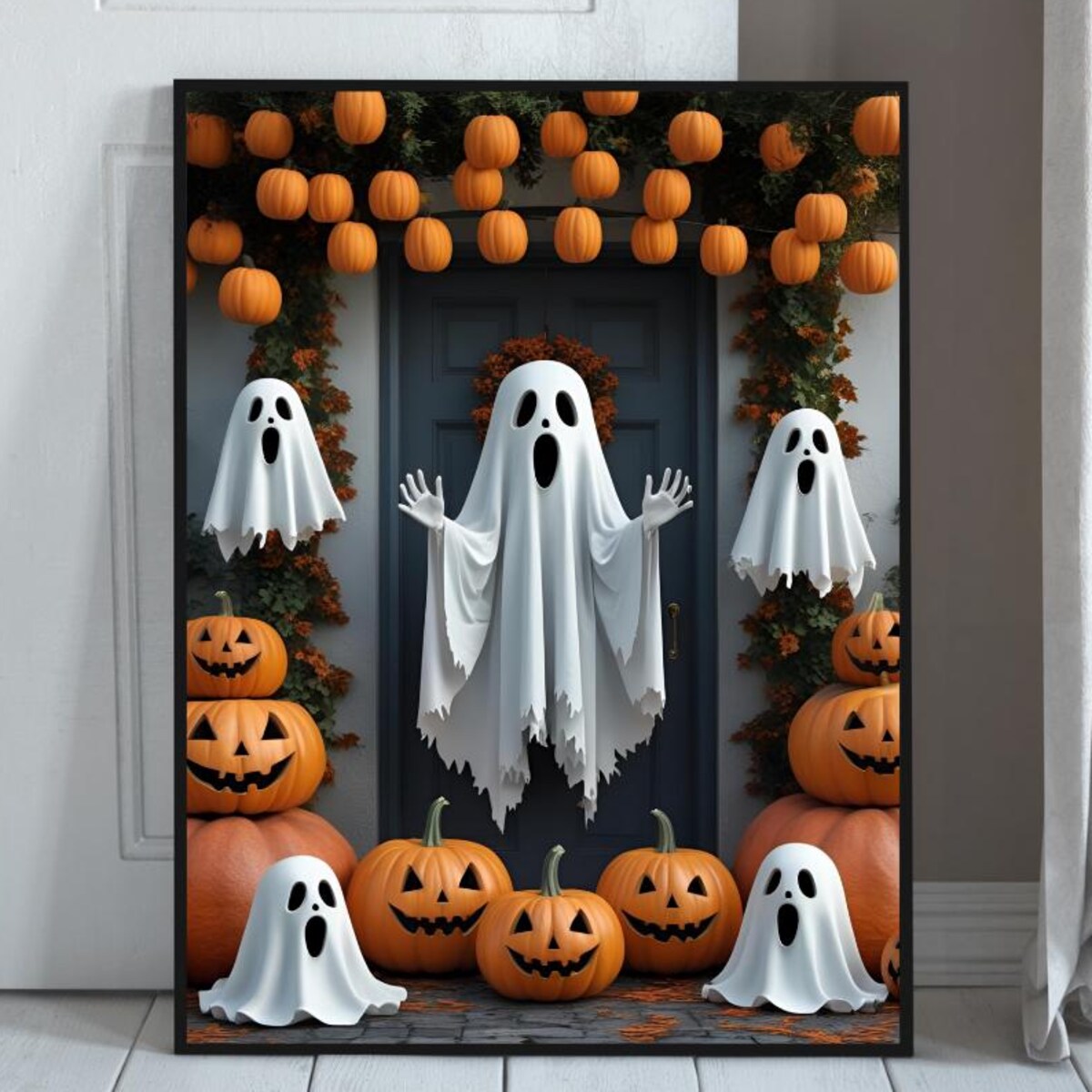 Zuno Halloween Season Creepy Poster Print, Ghosts Pumpkins And Ghouls ...