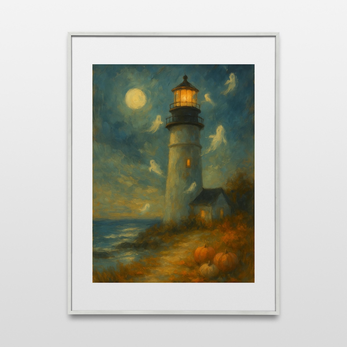 Zuno Haunted Lighthouse Halloween Wall Art Printable, Ghost Coastal ...